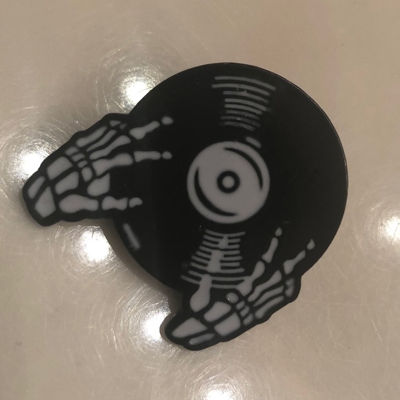 Accessories | Skeleton Hands Record Vinyl Enamel Pin Black | Poshmark
